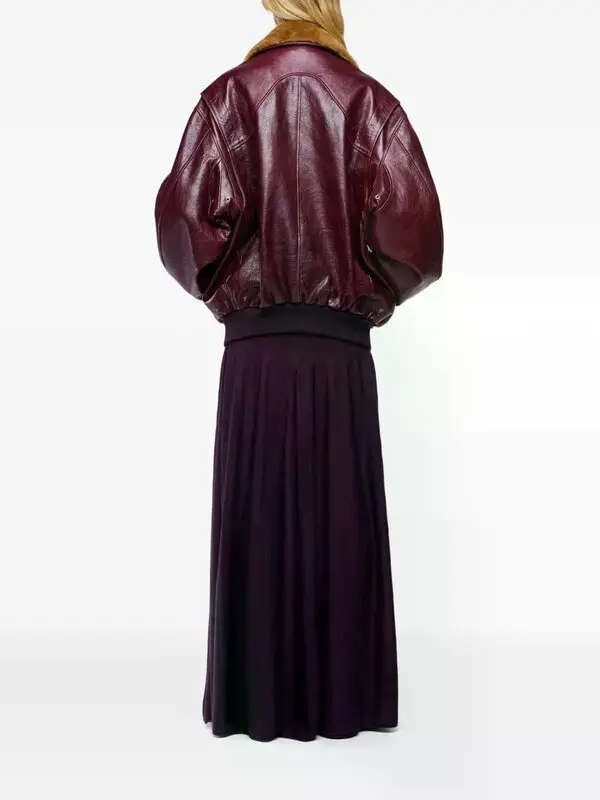 Rabanne Shearling-collar Leather Bomber Jacket