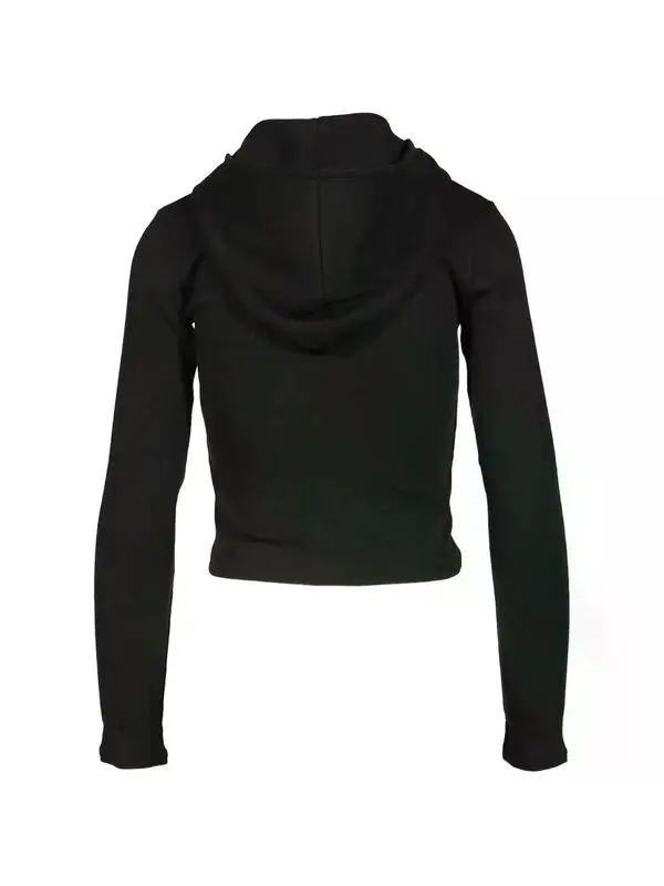 GLOWNY G Classic Essential Ribbed-knit Zip-up Hoodie - Black