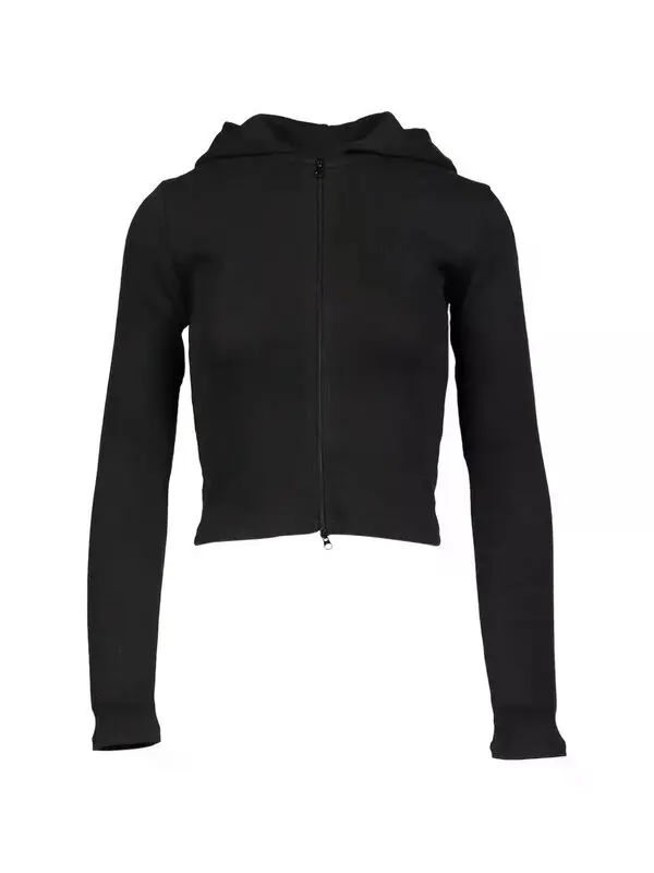 GLOWNY Ribbed-knit Zip-up Hoodie