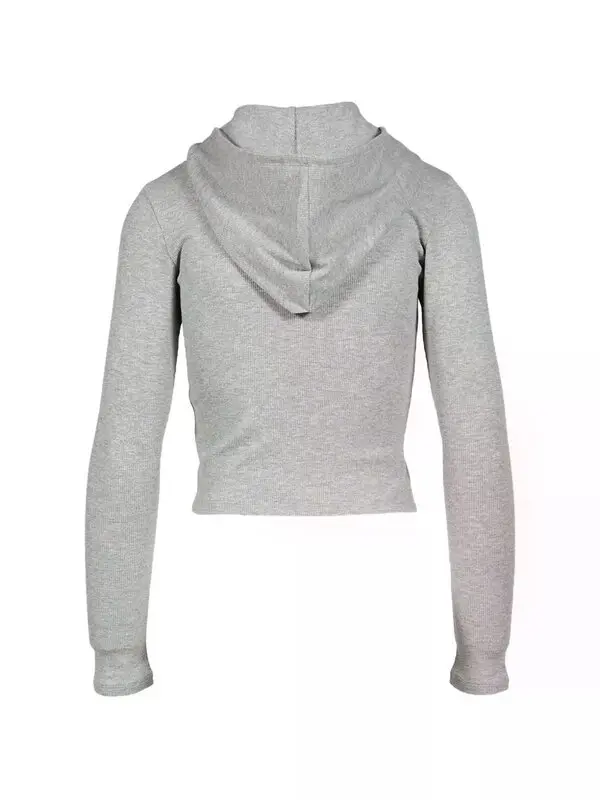 GLOWNY Ribbed-knit Zip-up Hoodie