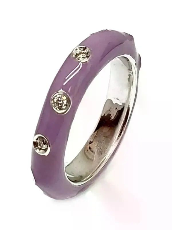 ANDREOLI Diamond And Enamel Ring - Silver