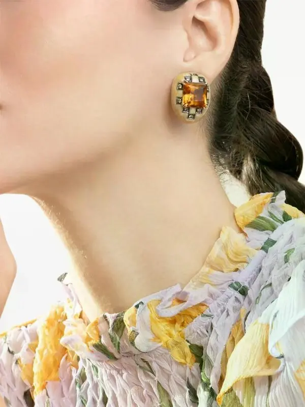 ANDREOLI Square Citrine And Diamond Earrings