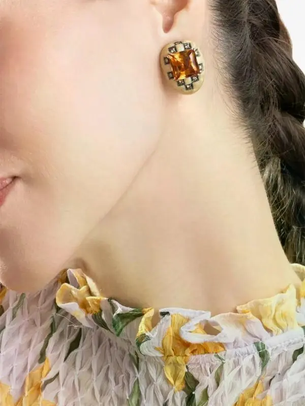 ANDREOLI Square Citrine And Diamond Earrings