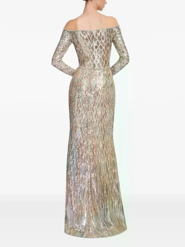 Elie Saab Sequin-embellished Off-shoulder Maxi Dress