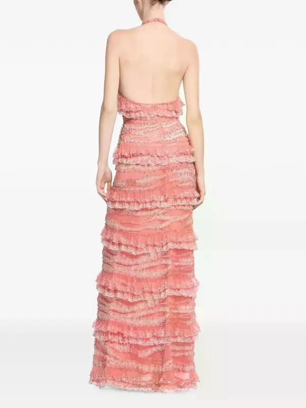 Elie Saab Bead-embroidered Ruffled Maxi Dress