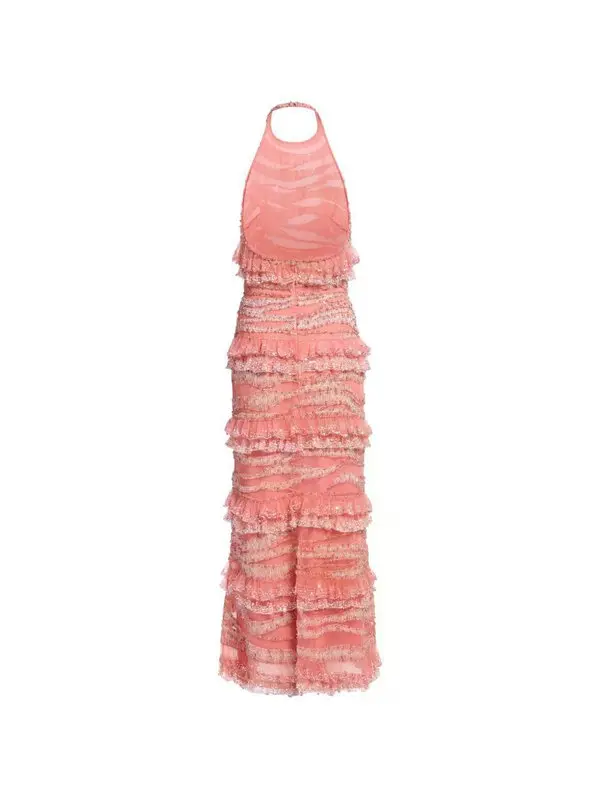 Elie Saab Bead-embroidered Ruffled Maxi Dress