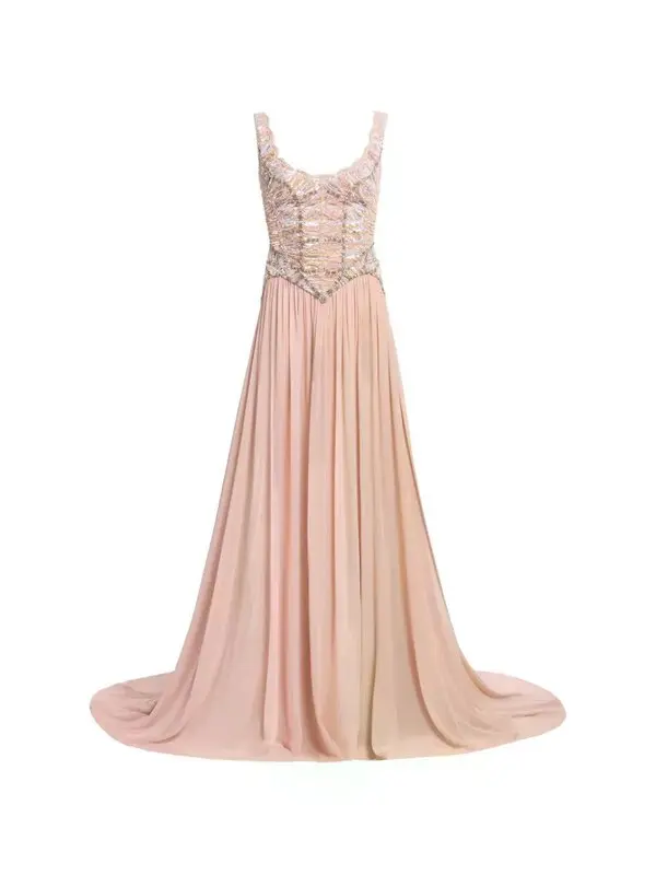 Elie Saab Embroidered Corset Maxi Gown