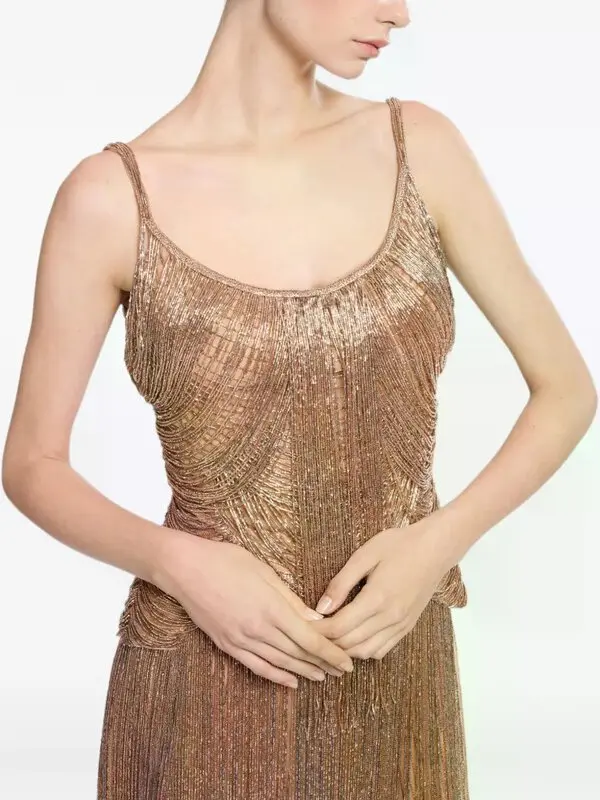 Elie Saab Bead-embroidered Fringed Top