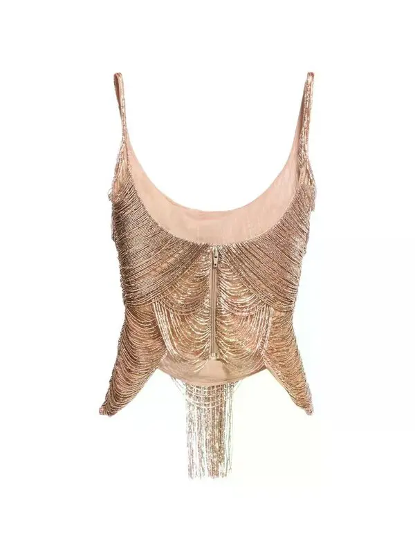 Elie Saab Bead-embroidered Fringed Top