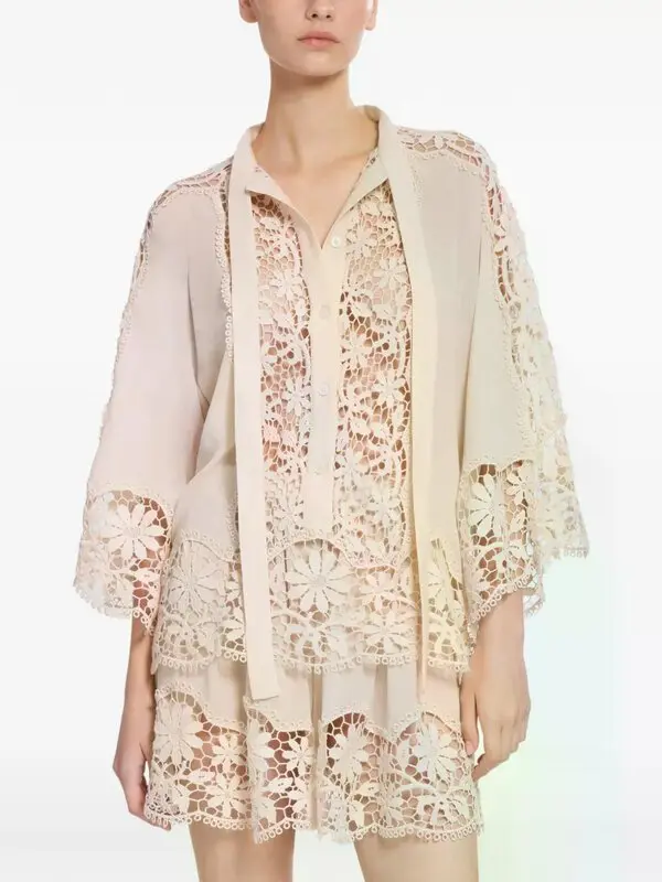 Elie Saab Macramé Silk Blouse