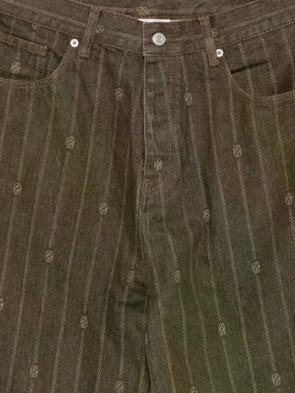 Drole De Monsieur Monogram Baggy Logo-print Pinstriped Jeans