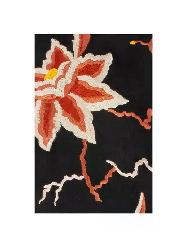 Vita Kin Barcelona Floral-embroidered Wrap Midi Dress - Black