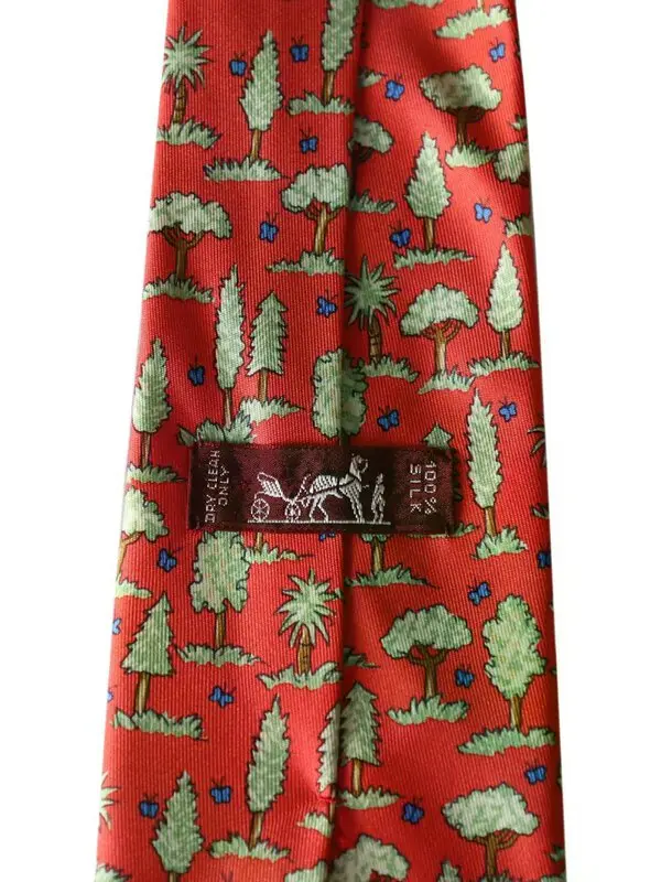 Hermès Trees-print Silk Tie