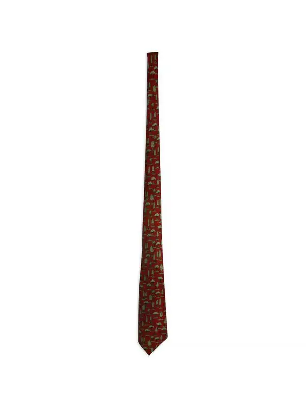 Hermès Silk Tie With Trees Print - Red