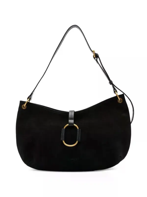 TWINSET Suede Shoulder Bag With Ring Detail - Black