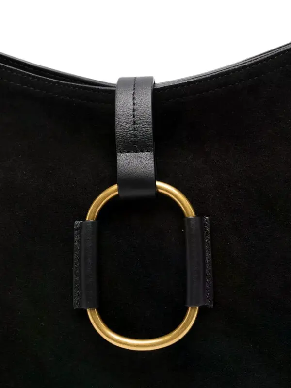 TWINSET Suede Shoulder Bag With Ring Detail - Black