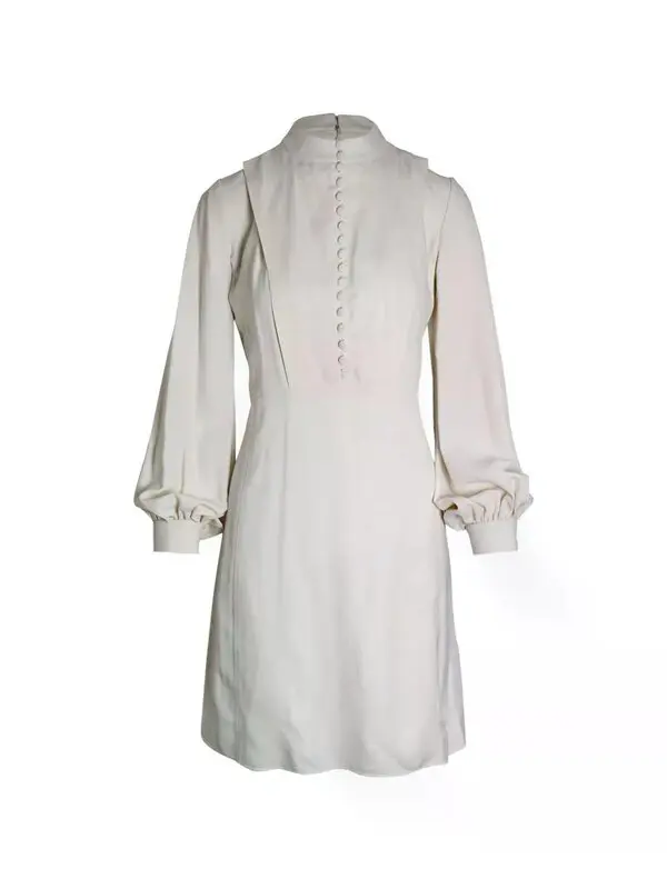 Chloé Cream Cady Puff Sleeve High Neck Dress - Neutrals