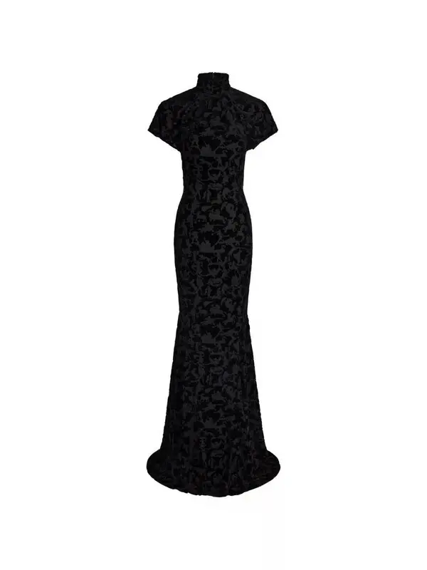 PATOU Maxi Devoré High-neck Dress