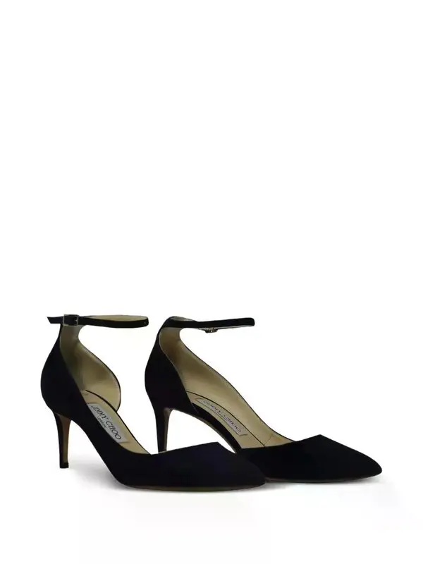 JIMMY CHOO Navy Suede Pointed-toe Ankle-strap Pumps