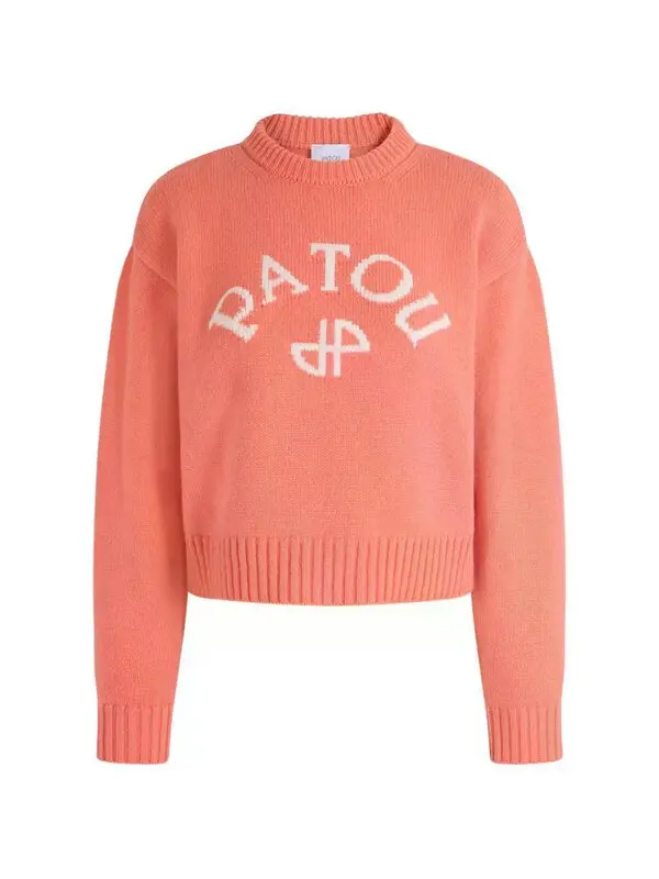 PATOU Logo Intarsia Crew-neck Sweater - Orange