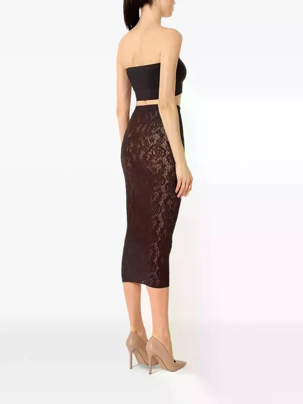 Wolford Infinite Rose Lace-knit Fitted Midi Skirt