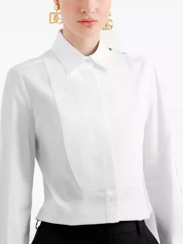Dolce & Gabbana Bib-front Long-sleeve Cotton Tuxedo Shirt