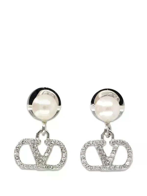Valentino Garavani Vlogo Signature Faux-pearl Drop Earrings - Silver