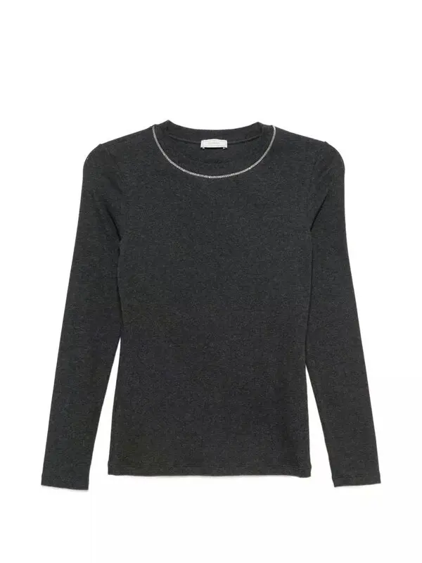 Peserico Embellished-neck Long-sleeve T-shirt