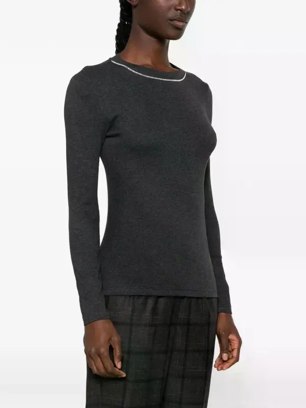 Peserico Embellished-neck Long-sleeve T-shirt
