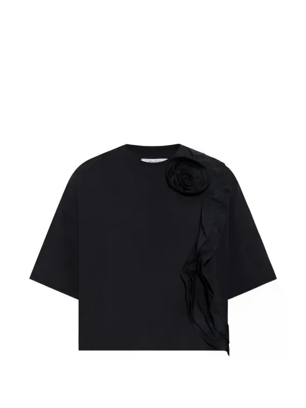 Max Mara Ruffled Floral-appliqué T-shirt - Blue