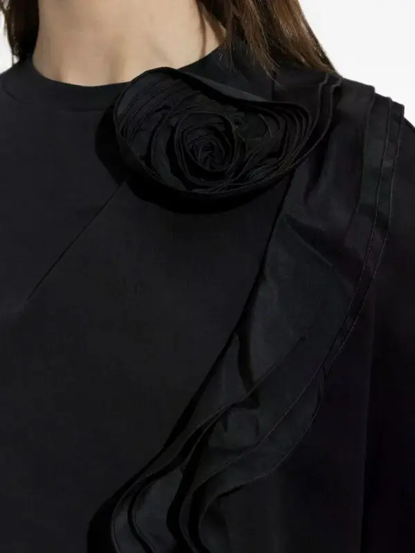 Max Mara Ruffled Floral-appliqué T-shirt