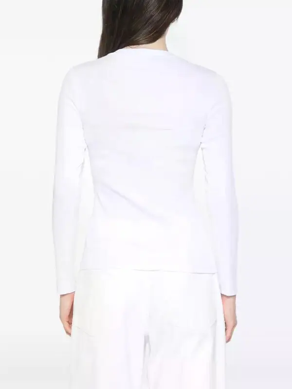 Peserico Ribbed Texture Long Sleeve Top With Monili Trim