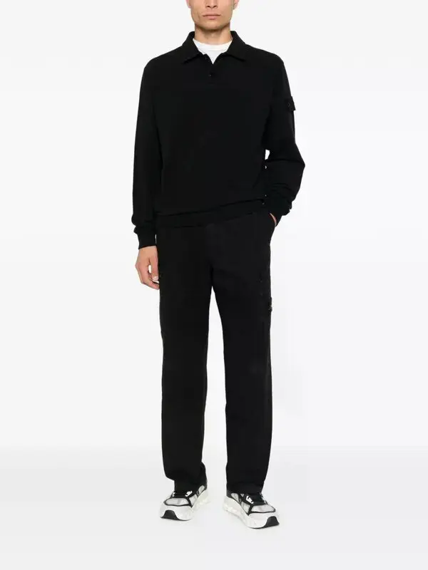 Stone Island Logo-patch Long-sleeve Polo Shirt