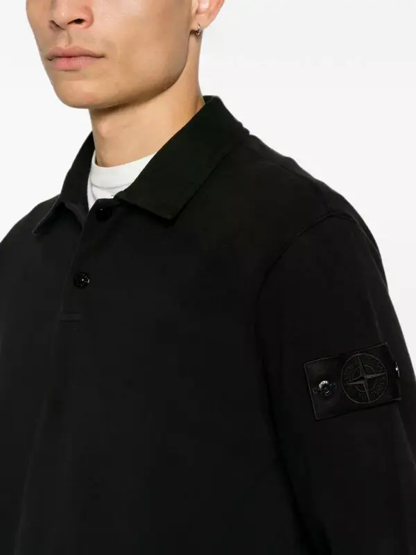 Stone Island Logo-patch Long-sleeve Polo Shirt