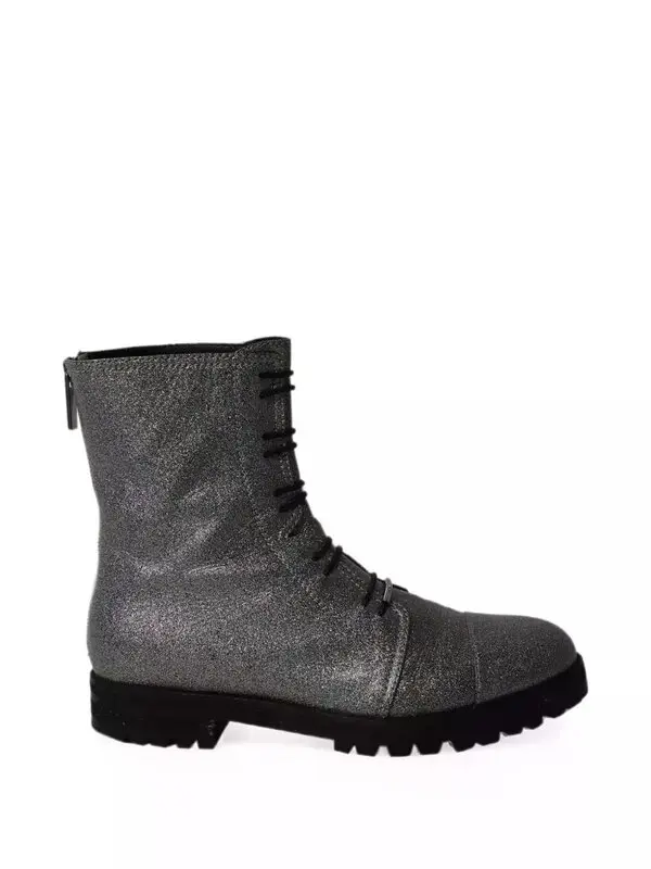 JIMMY CHOO Glitter-detail Lace-up Combat Boots
