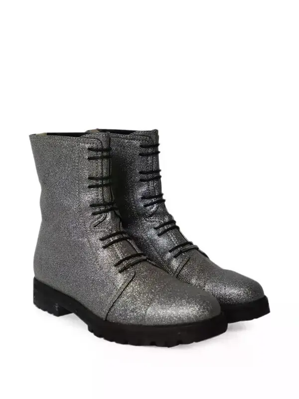 JIMMY CHOO Glitter-detail Lace-up Combat Boots
