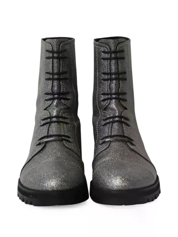 JIMMY CHOO Glitter-detail Lace-up Combat Boots