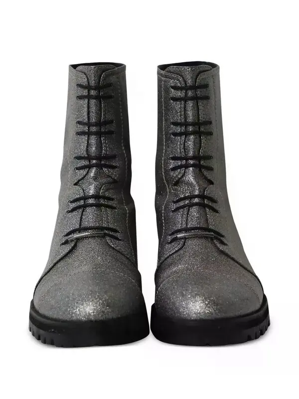 JIMMY CHOO Glitter Lace-up Combat Boots