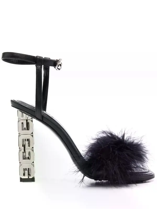 Givenchy G Cube 105mm Feather Sandals - Black