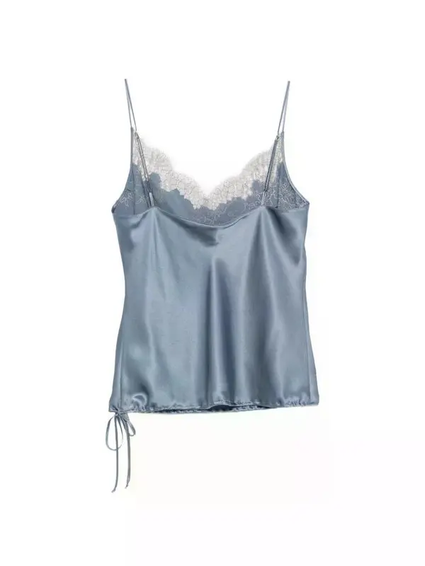 Carine Gilson Lace-trimmed Satin Slip Blouse
