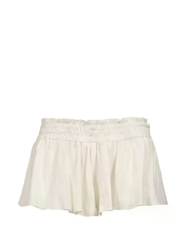 GLOWNY Honey Ruffled Pointelle-knit Mini Shorts