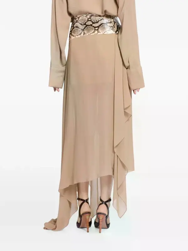 Elie Saab Python-print Draped Maxi Skirt