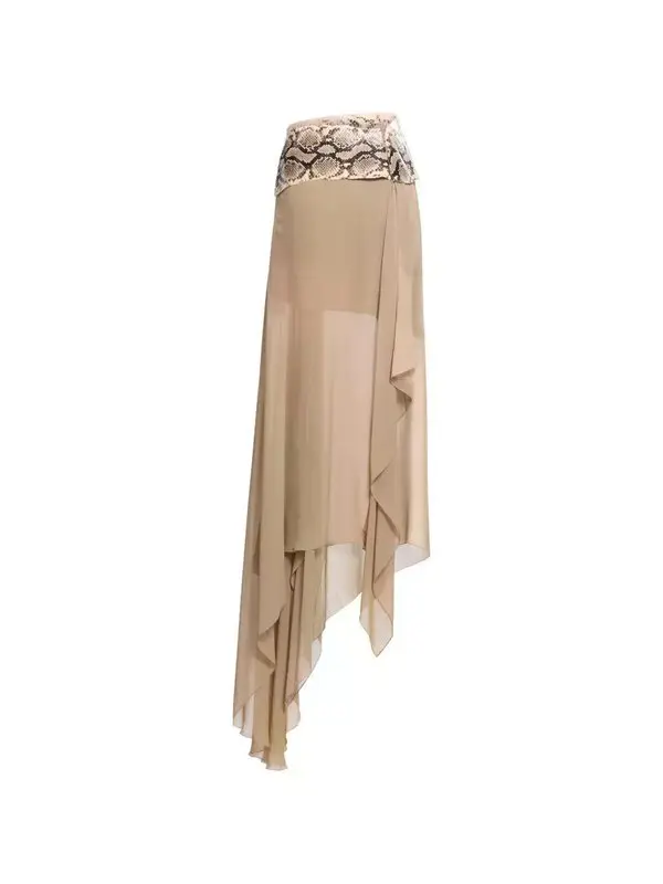 Elie Saab Python-print Draped Maxi Skirt