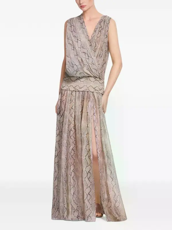 Elie Saab Python-print Silk Maxi Dress