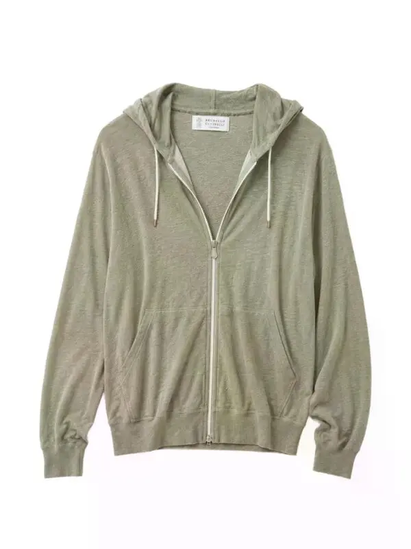 Brunello Cucinelli Zip-up Knit Hoodie - Green