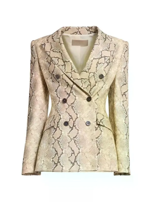 Elie Saab Python-print Double-breasted Jacket