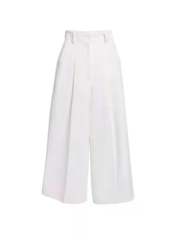 Elie Saab Cotton Piqué Cropped Trousers