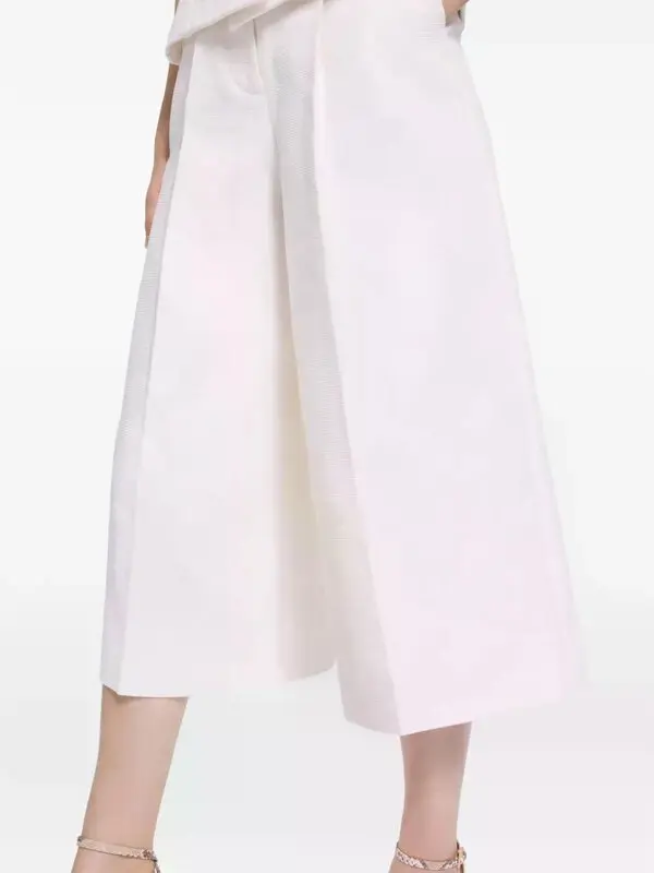 Elie Saab Cotton Piqué Cropped Trousers