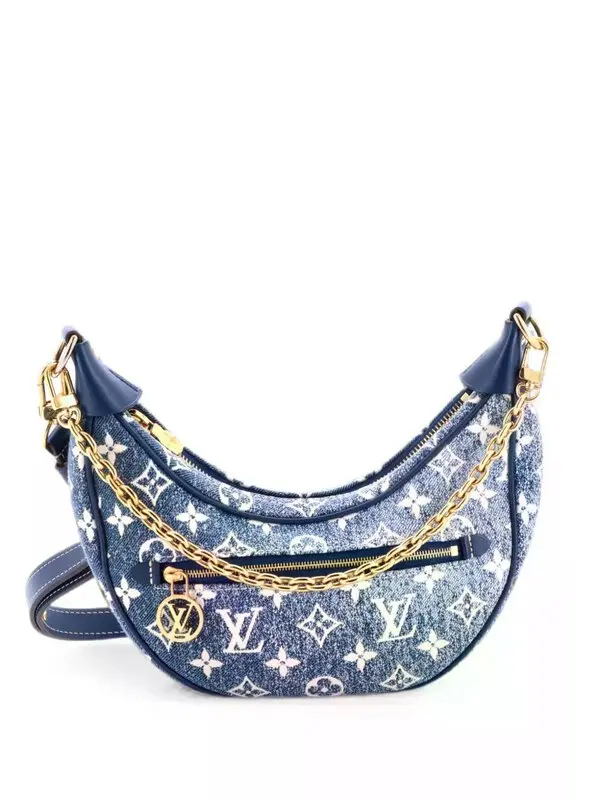 LOUIS VUITTON Loop Handbag Monogram Jacquard Denim Hobo Bag - Blue