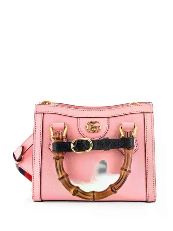 Gucci Diana Nm Bamboo Handle Tote Leather Mini Crossbody Bag - Pink